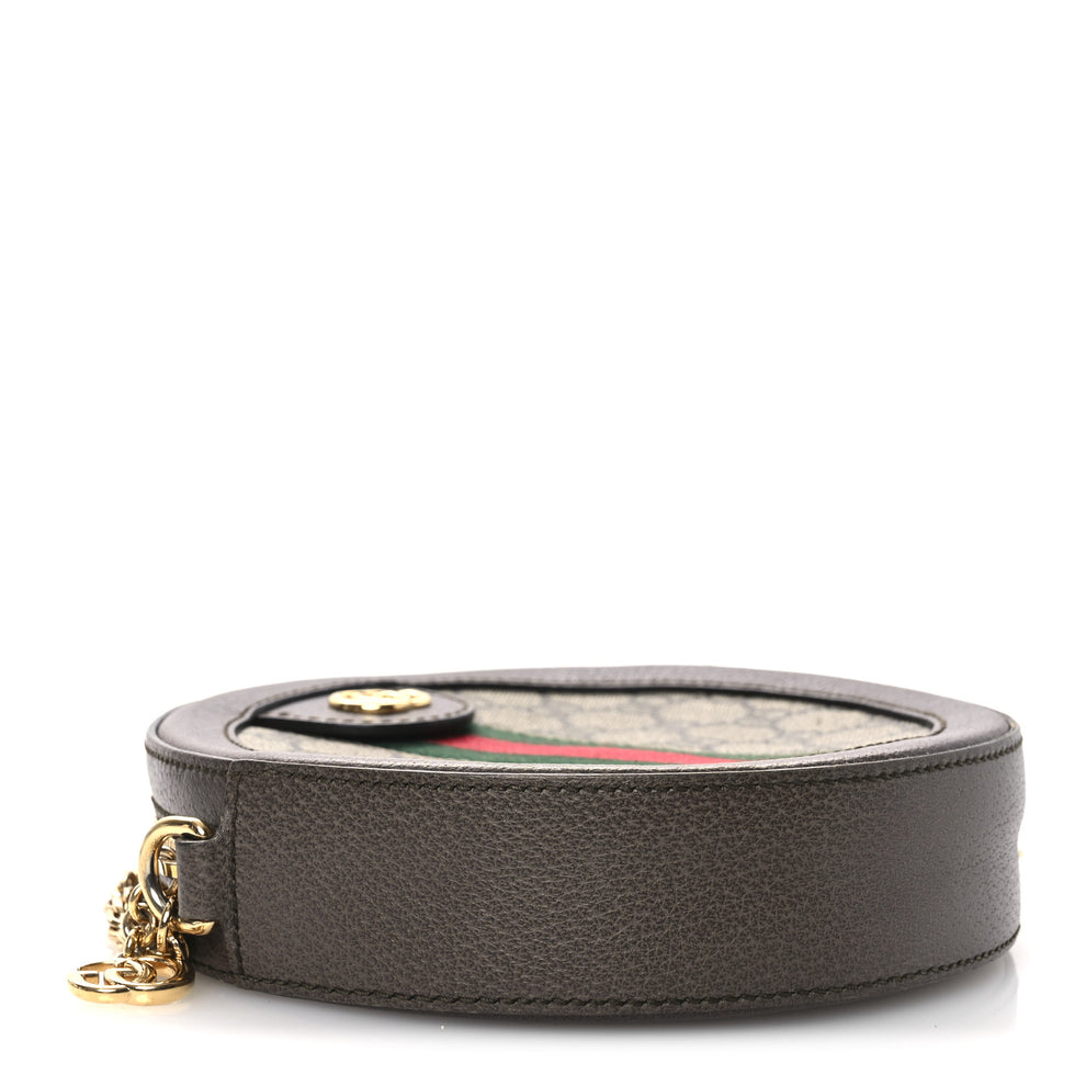 Gucci GG Supreme Monogram Web Mini Ophidia Round Shoulder Bag Brown ...