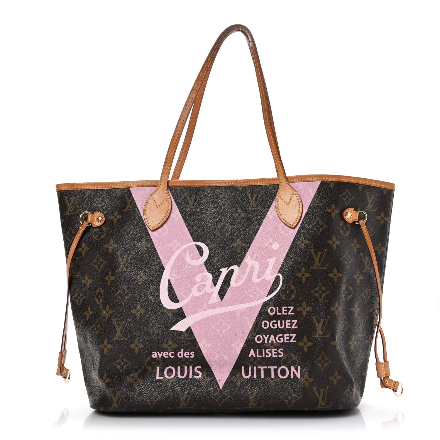 Louis Vuitton Monogram Capri V Neverfull MM Rose Ballerine 1240481 ...