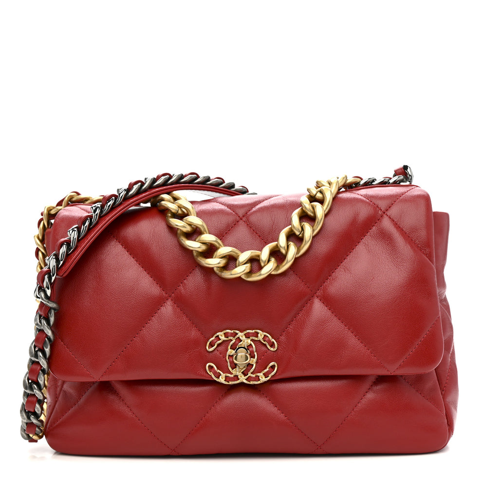 Chanel Goatskin Quilted Large Chanel 19 Flap Red 1782271 – FASHIONPHILE