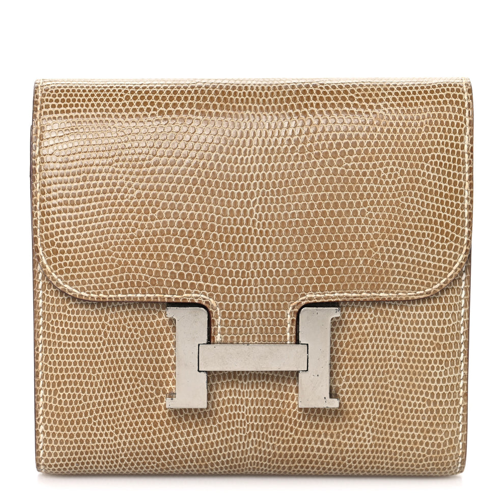 Hermes Lizard Niloticus Constance Short Wallet Ficelle 1777230 ...