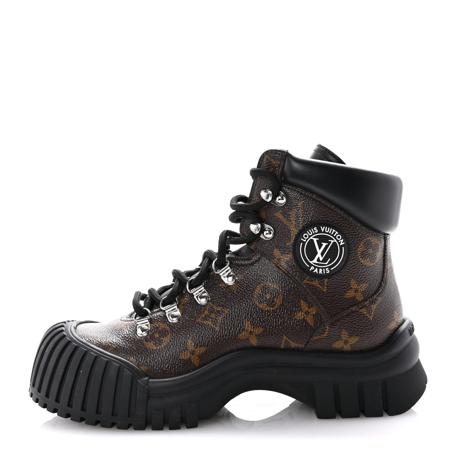 Louis Vuitton Calfskin Patent Monogram Ruby Flat Ranger Boots 38 Black ...