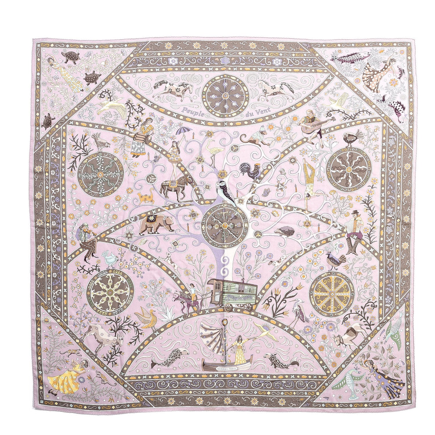 Hermes Cashmere Silk Peuple Du Vent Shawl 140 510659 – FASHIONPHILE