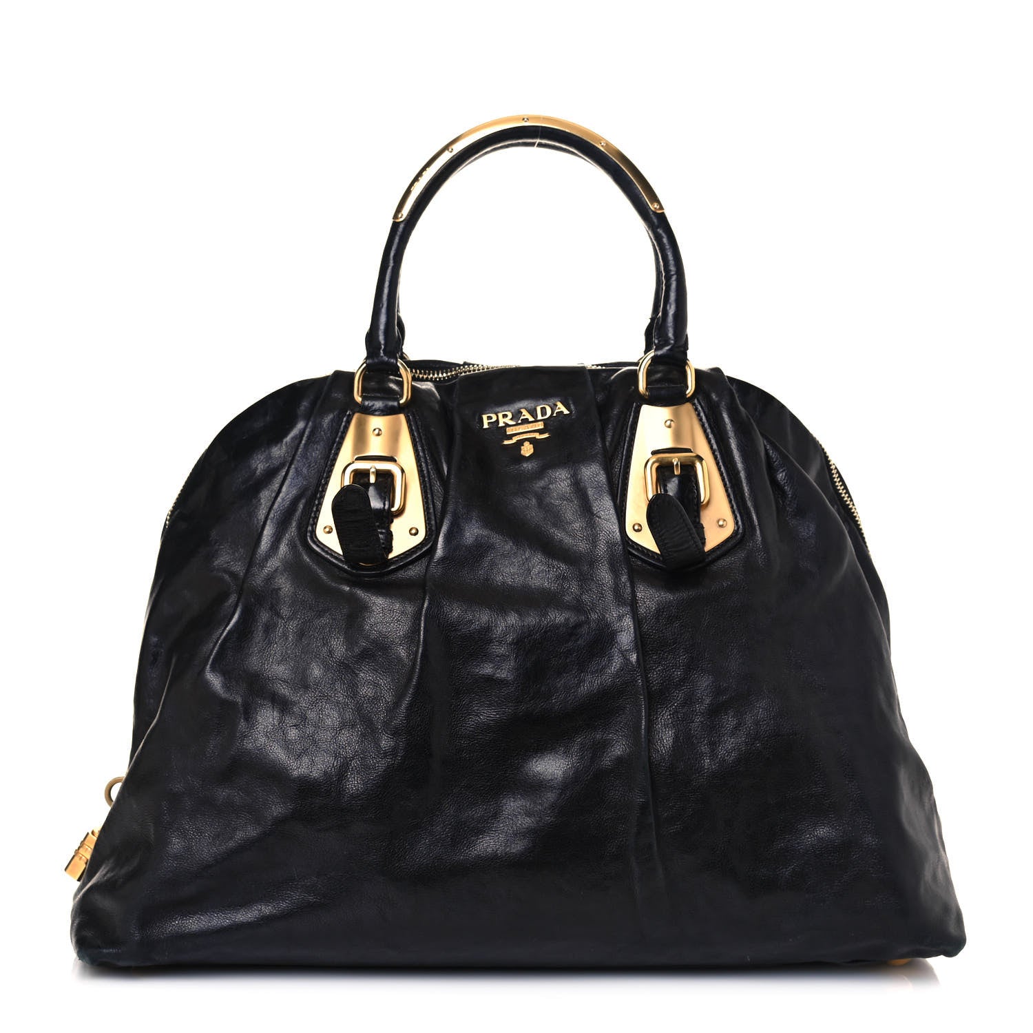 Prada Soft Calf Dome Sachel Black 927539 – FASHIONPHILE