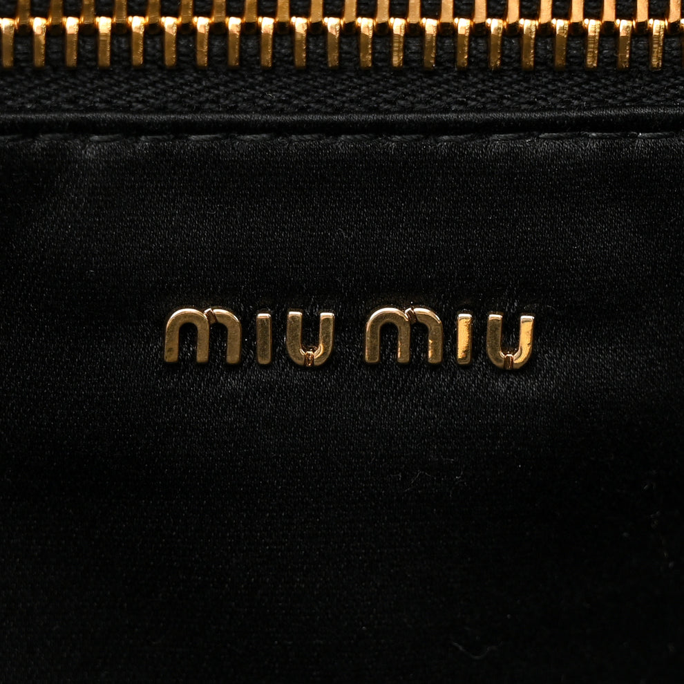 Miu Miu Softy Logo Embossed Chain Shoulder Bag Black 1798130 – FASHIONPHILE