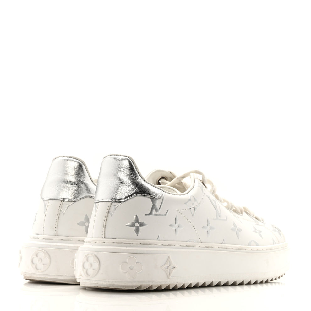 Louis Vuitton Calfskin Monogram Debossed Time Out Sneakers 38 White ...