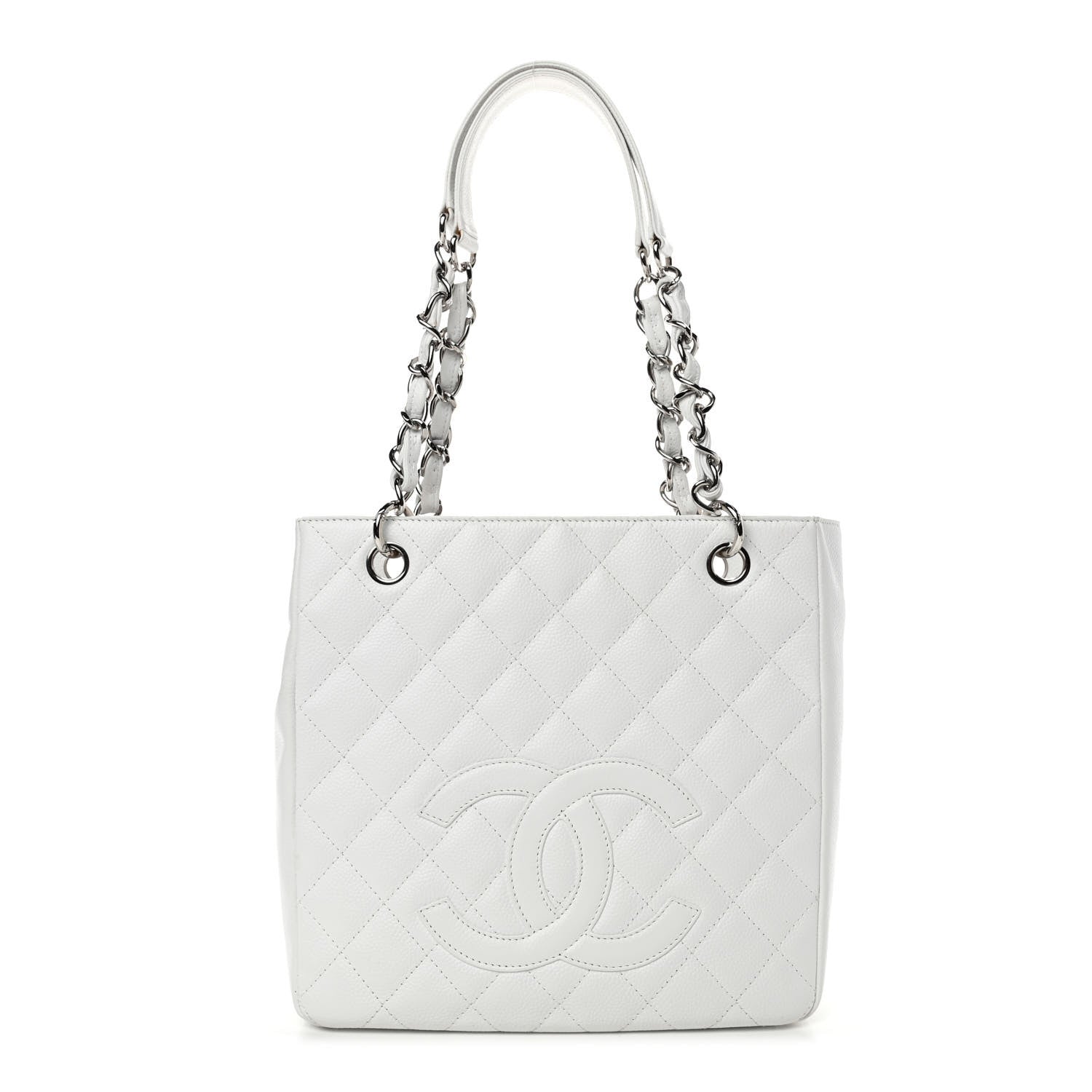 Chanel Caviar Quilted Petit Shopping Tote PST White 811838 – FASHIONPHILE