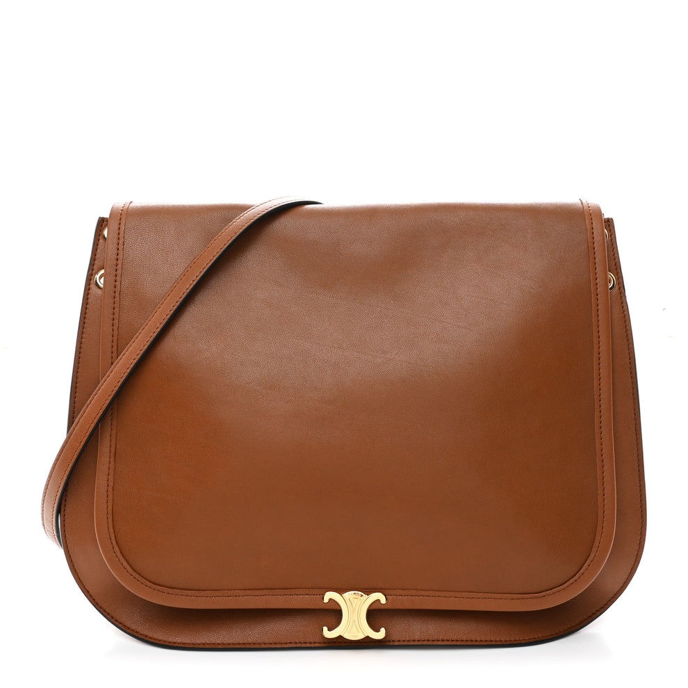 Celine Shiny Lambskin Soft Triomphe Besace Bag Soft Tan 1810454 ...