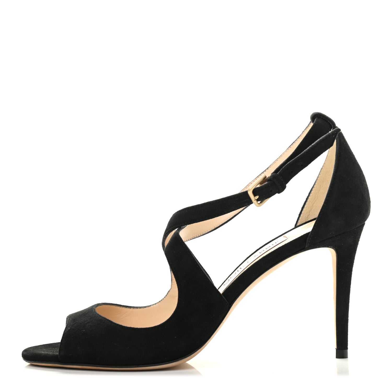 Jimmy Choo Suede Emily 100 Sandal 39 Black 912901 – FASHIONPHILE