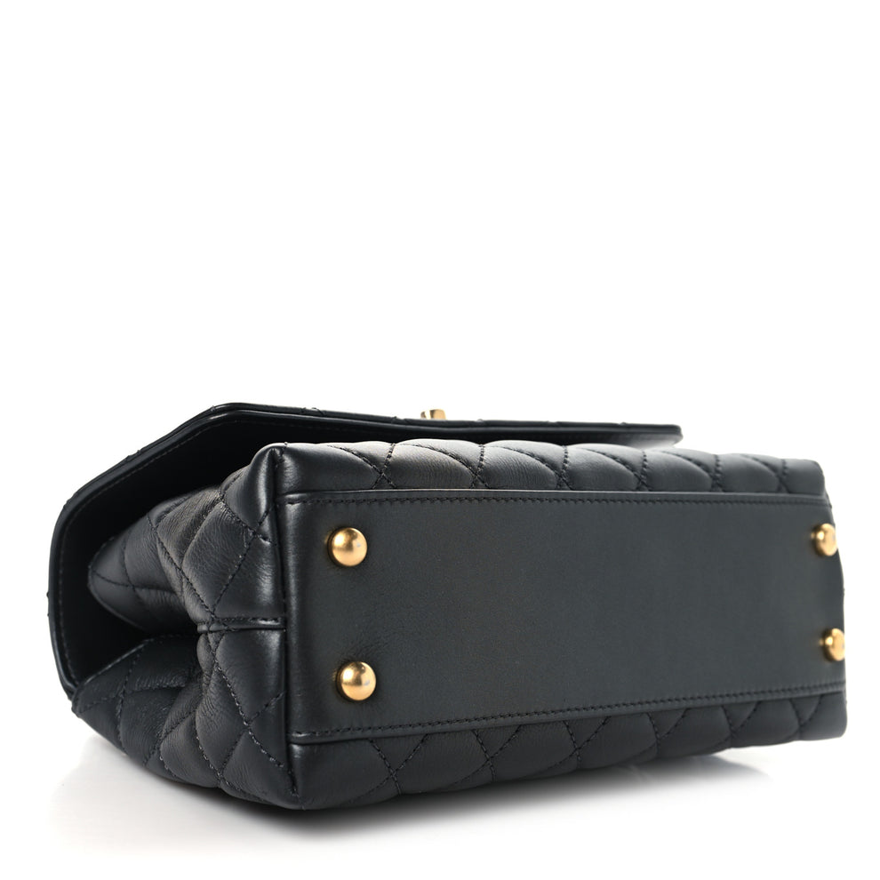 Chanel Calfskin Strass Quilted Mini Coco Handle Flap Dark Silver ...