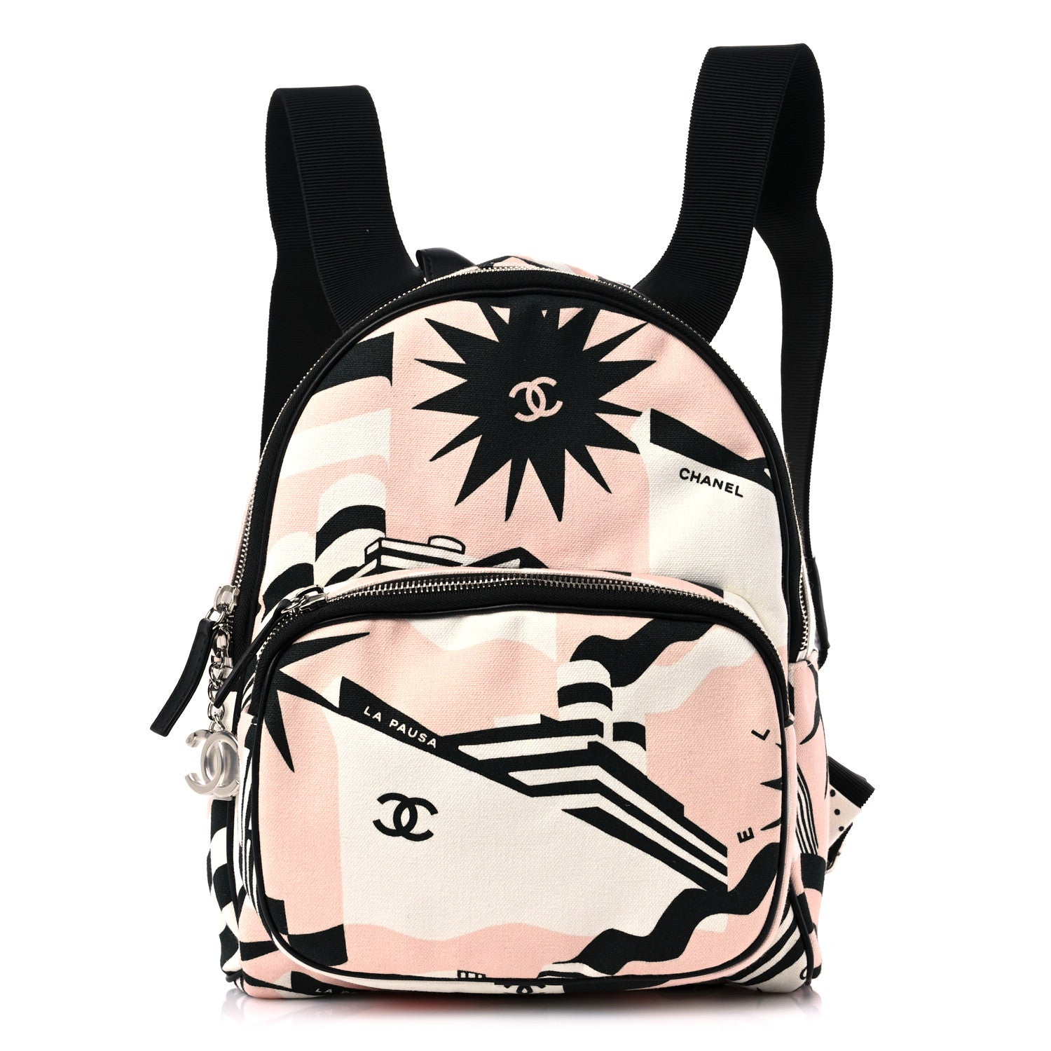 Chanel Canvas Cruise La Pausa Print Backpack Pink White Black 1123815 ...