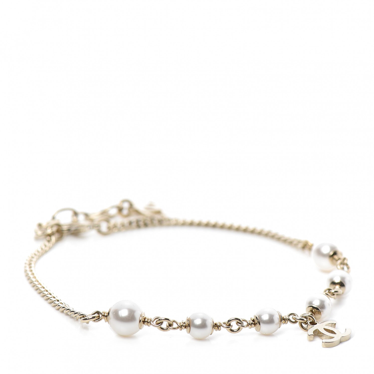 Chanel Pearl CC Chain Anklet Gold Pearly White 701619 – FASHIONPHILE