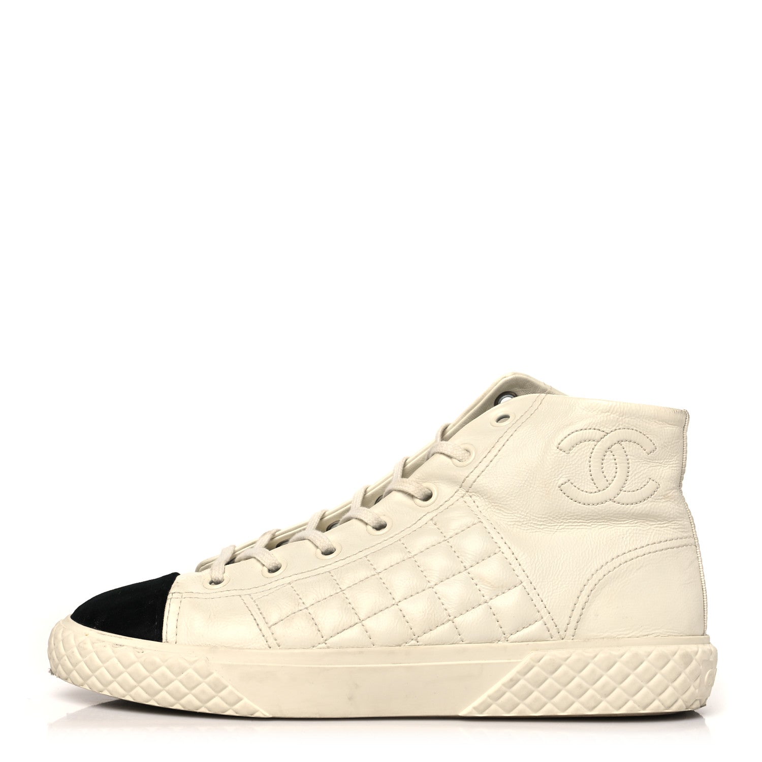 Chanel Calfskin High Top CC Sneakers 41 Ivory Black 1762167 – FASHIONPHILE