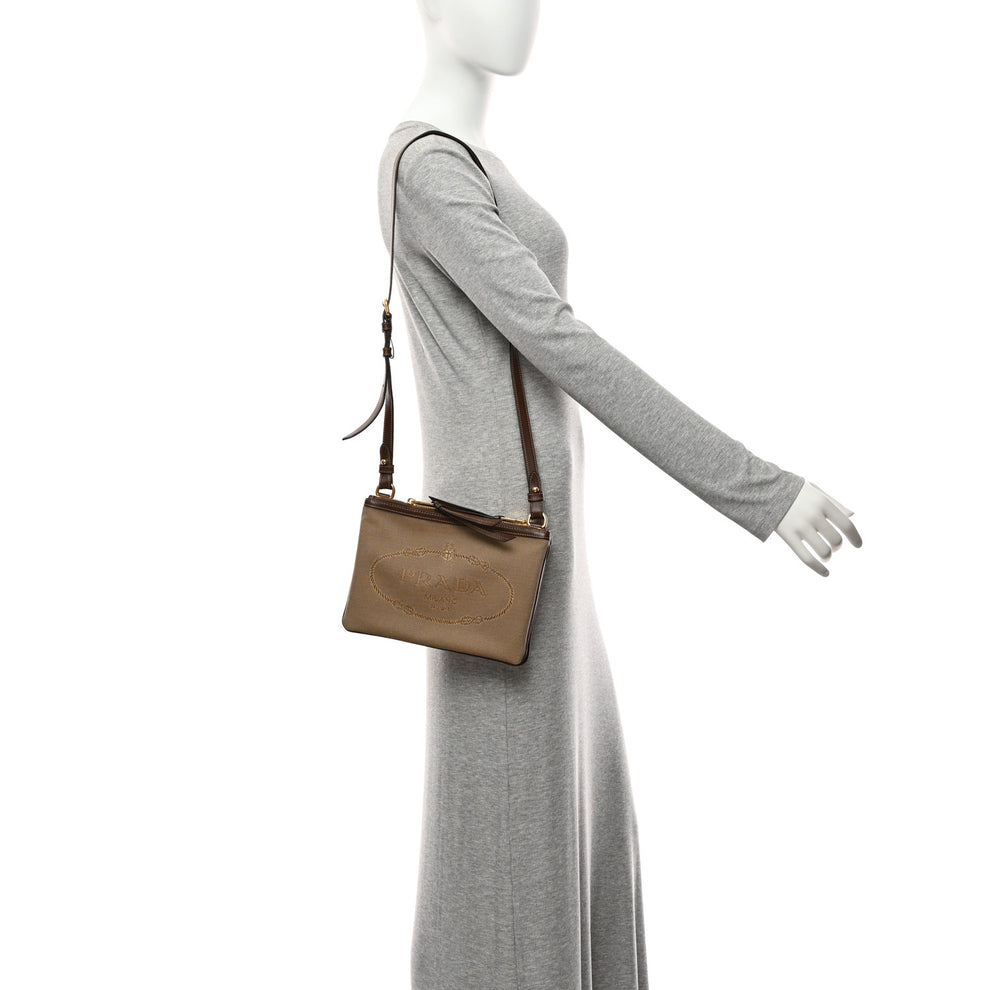 Prada Jacquard Logo Flat Crossbody Bag Corda Bruciato 1861575 ...