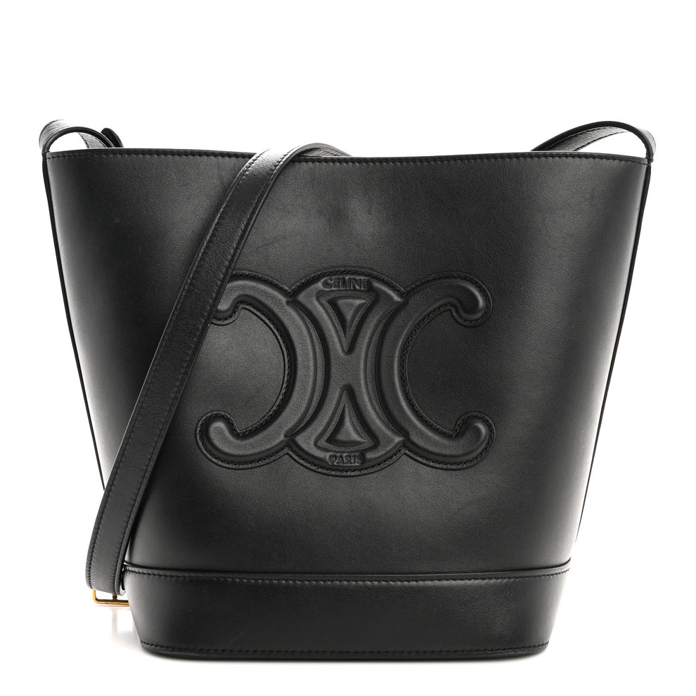 Celine Smooth Calfskin Small Cuir Triomphe Bucket Bag Black 1806795 ...