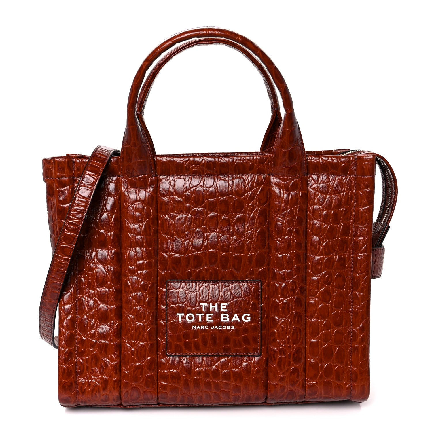 Marc Jacobs Croc Embossed Small The Tote Bag Spice Brown 1803681 ...