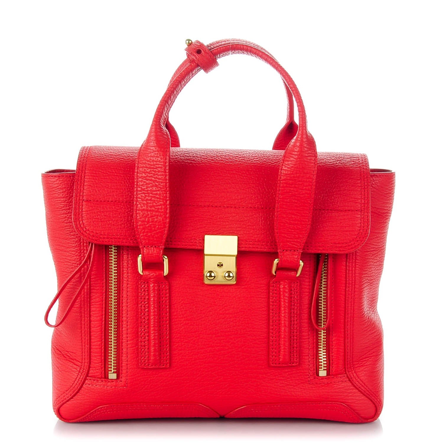 3.1 Phillip Lim 3.1 Textured Calfskin Medium Pashli Satchel Red 138299 ...