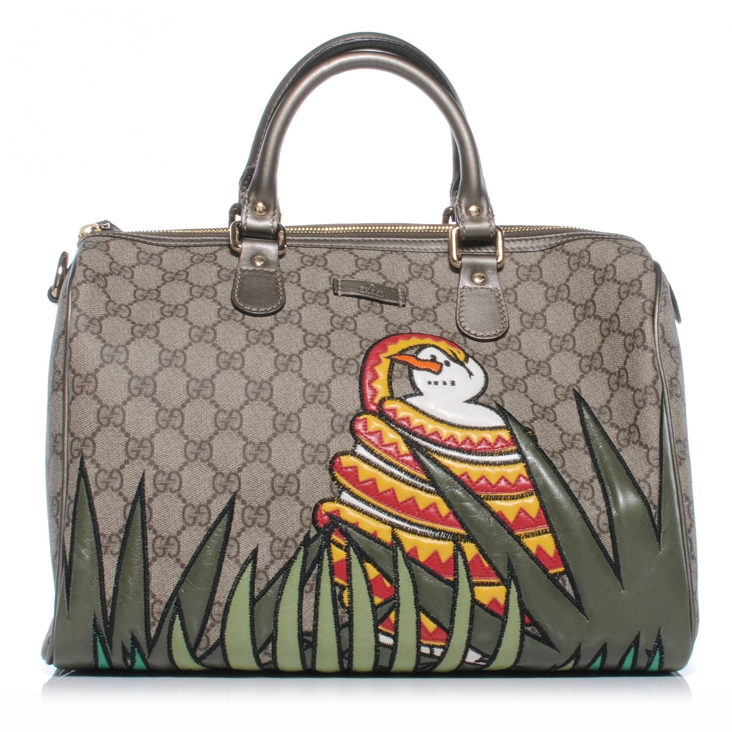 Gucci GG Plus Monogram Unicef Snowman in Africa Medium Joy Boston 43841 ...