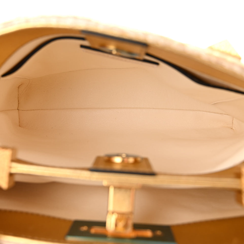 Valentino Garavani Tweed Metallic Small Roman Stud The Handle Bag Gold ...