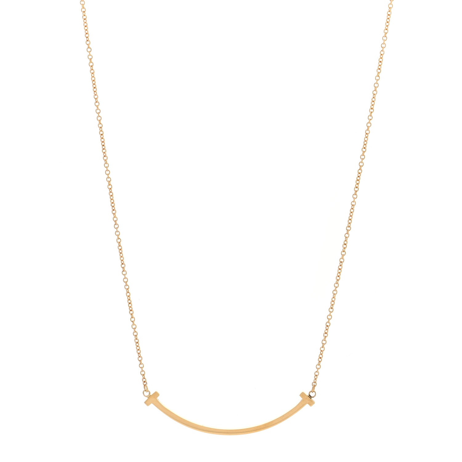 Tiffany 18K Yellow Gold Small T Smile Pendant Necklace 1837607 ...