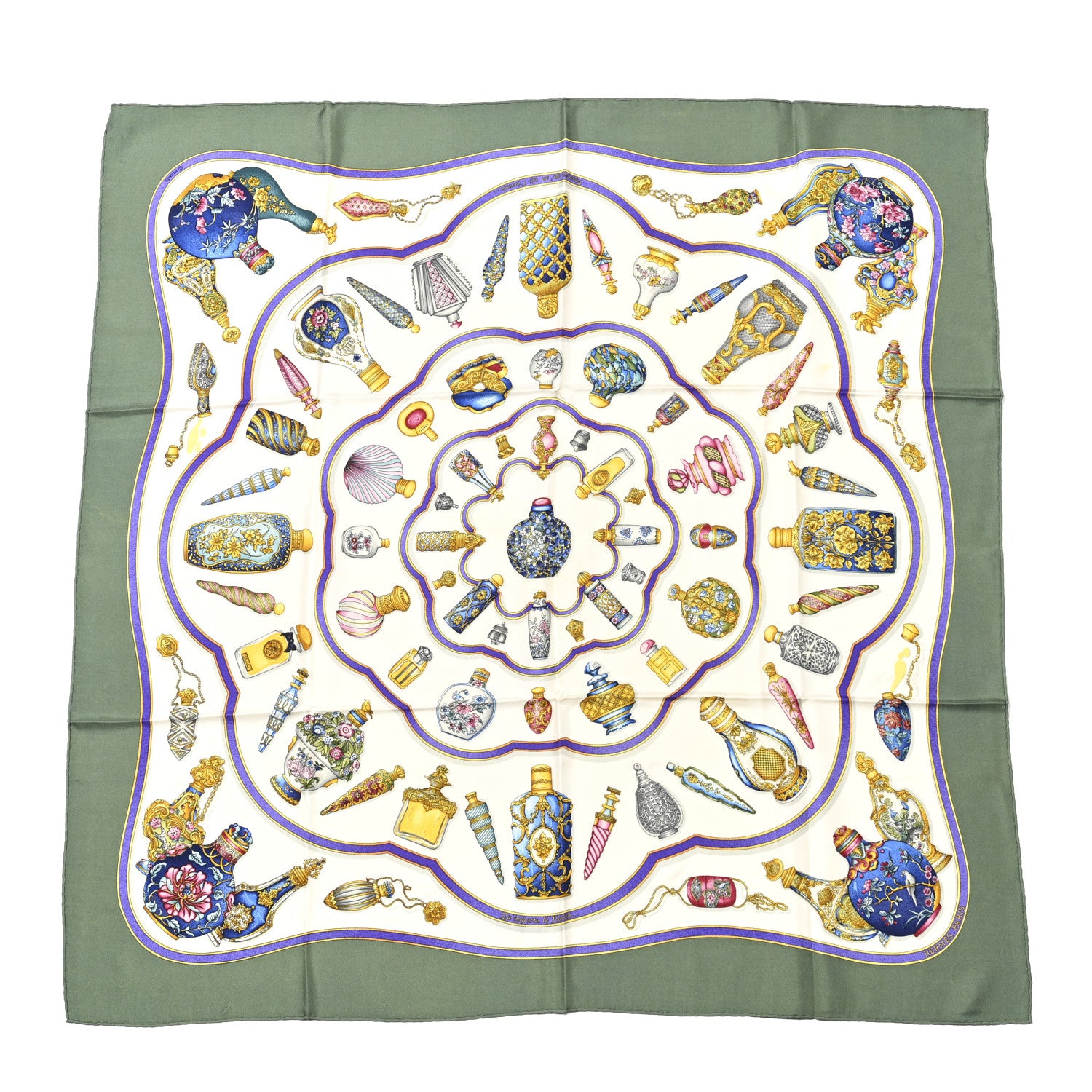Hermes Silk Qu Importe Le Flacon Scarf 90 Green 1752211 – FASHIONPHILE