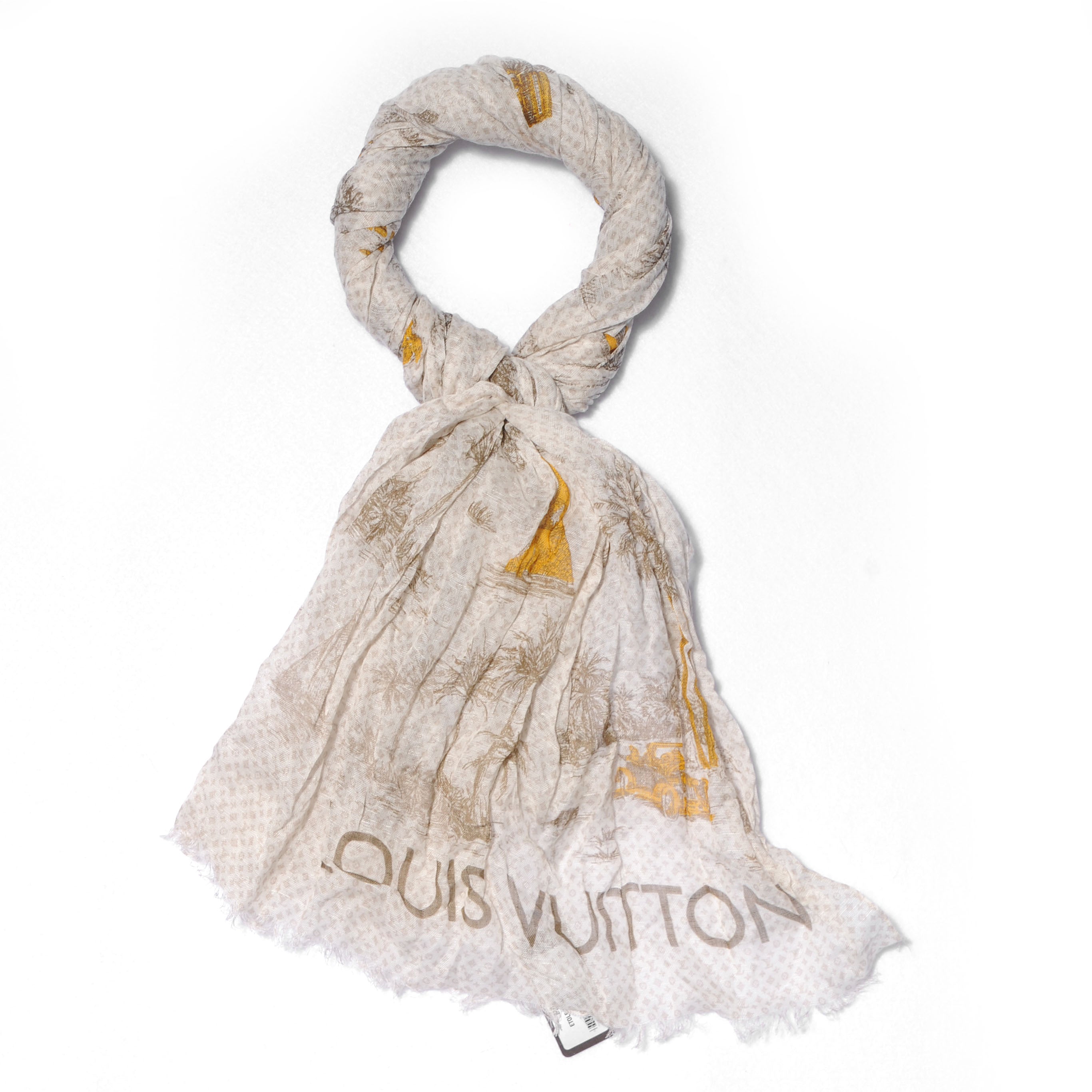 Louis Vuitton Cotton Linen Toile Etole De Louis Pareo Beige 63859 ...