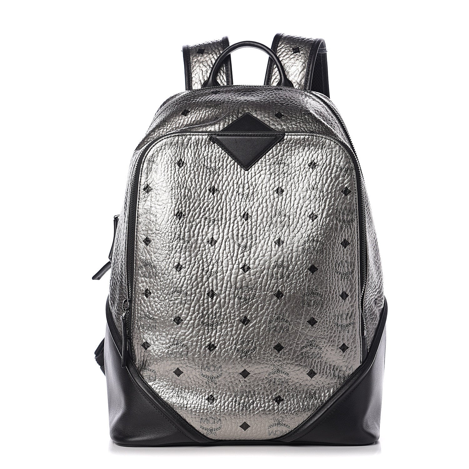 MCM Metallic Visetos Medium Duke Backpack Silver 572325 – FASHIONPHILE