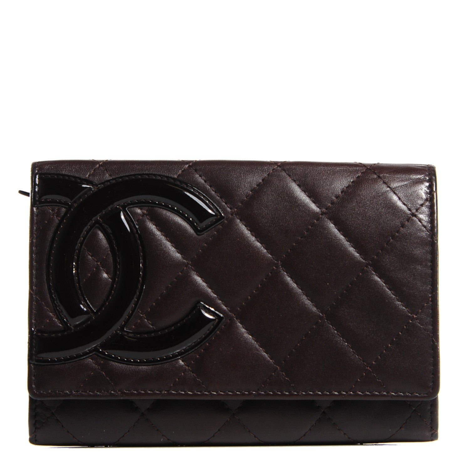 Chanel Calfskin Quilted Cambon Quilted Flap Wallet Dark Brown 111886 ...