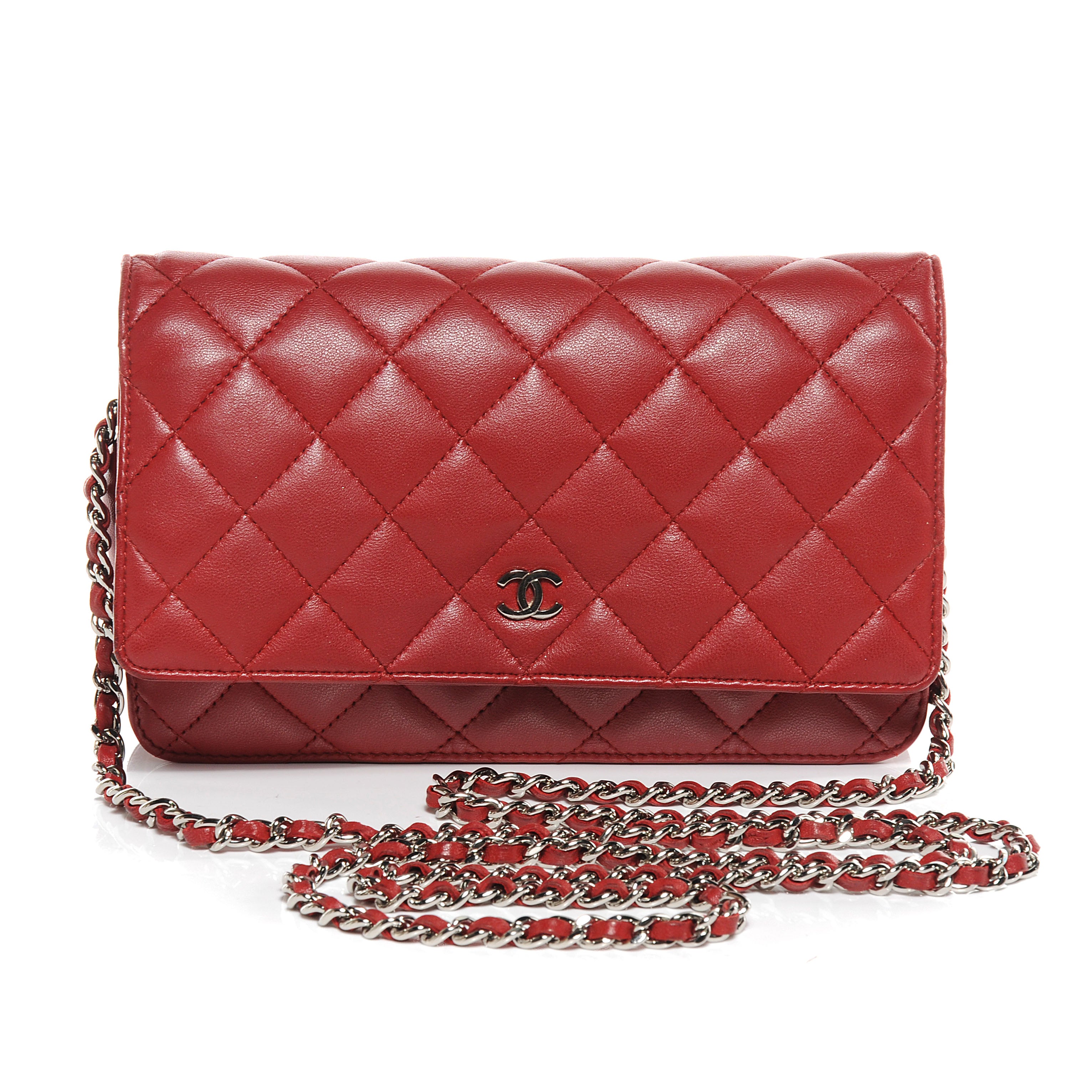 Chanel Lambskin Quilted Wallet On Chain WOC Red 54212 – FASHIONPHILE