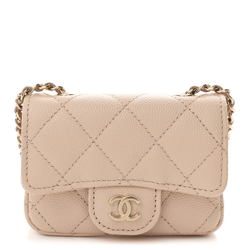 Chanel Caviar Quilted Mini Chain Belt Bag Light Beige 1768534 ...
