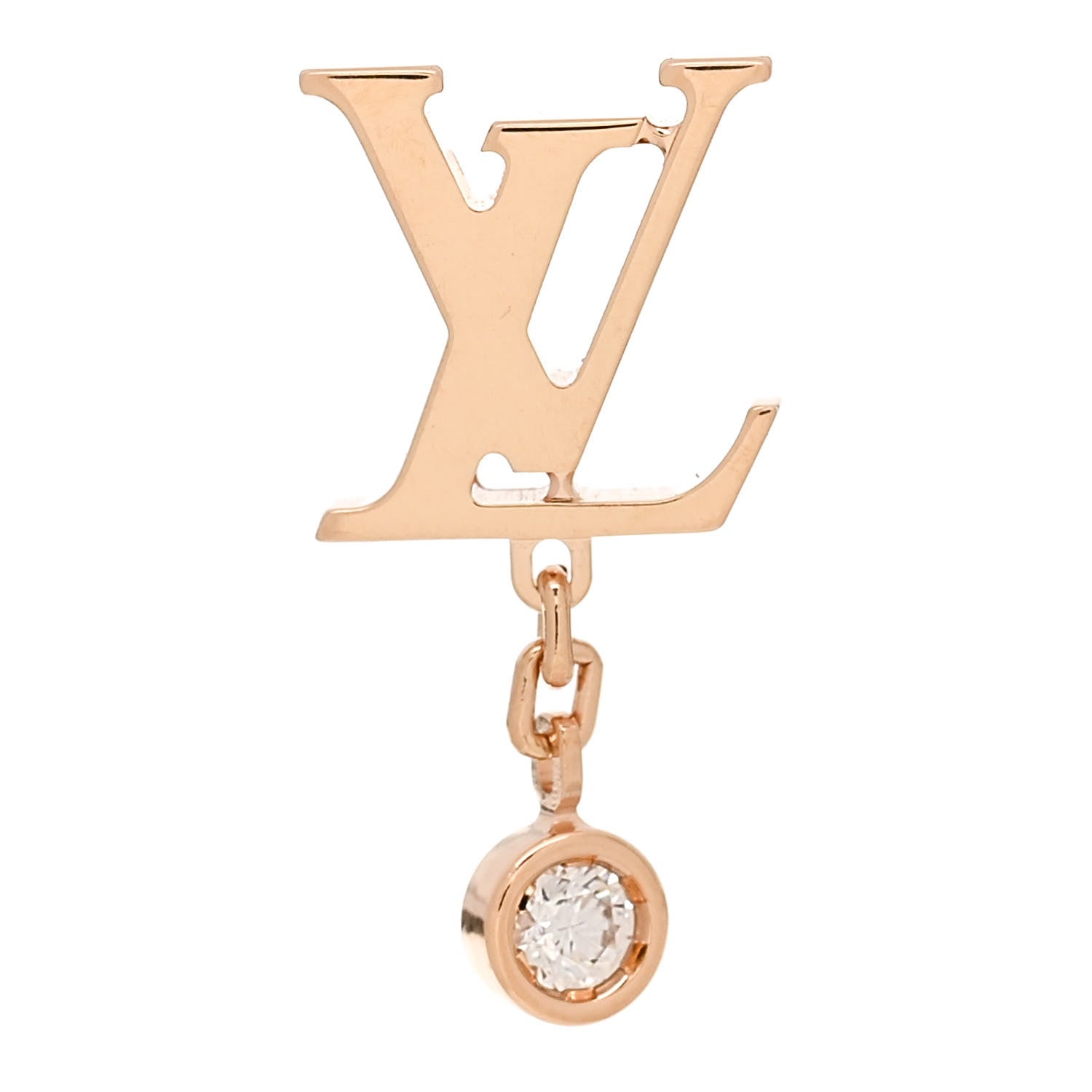 Louis Vuitton 18K Pink Gold Diamond Idylle Blossom LV Stud Single ...