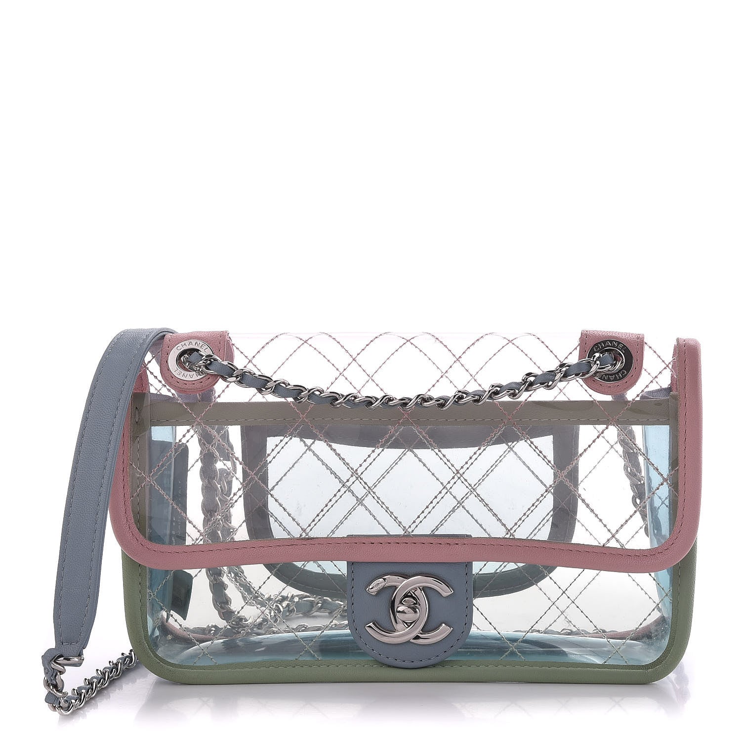 Chanel Lambskin PVC Quilted Mini Coco Splash Flap Blue Green 463373 ...
