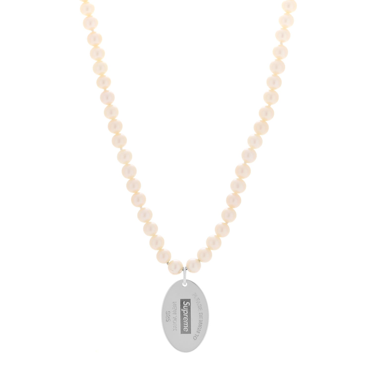 Tiffany X SUPREME Sterling Silver Pearl Return to Tiffany Oval Tag ...