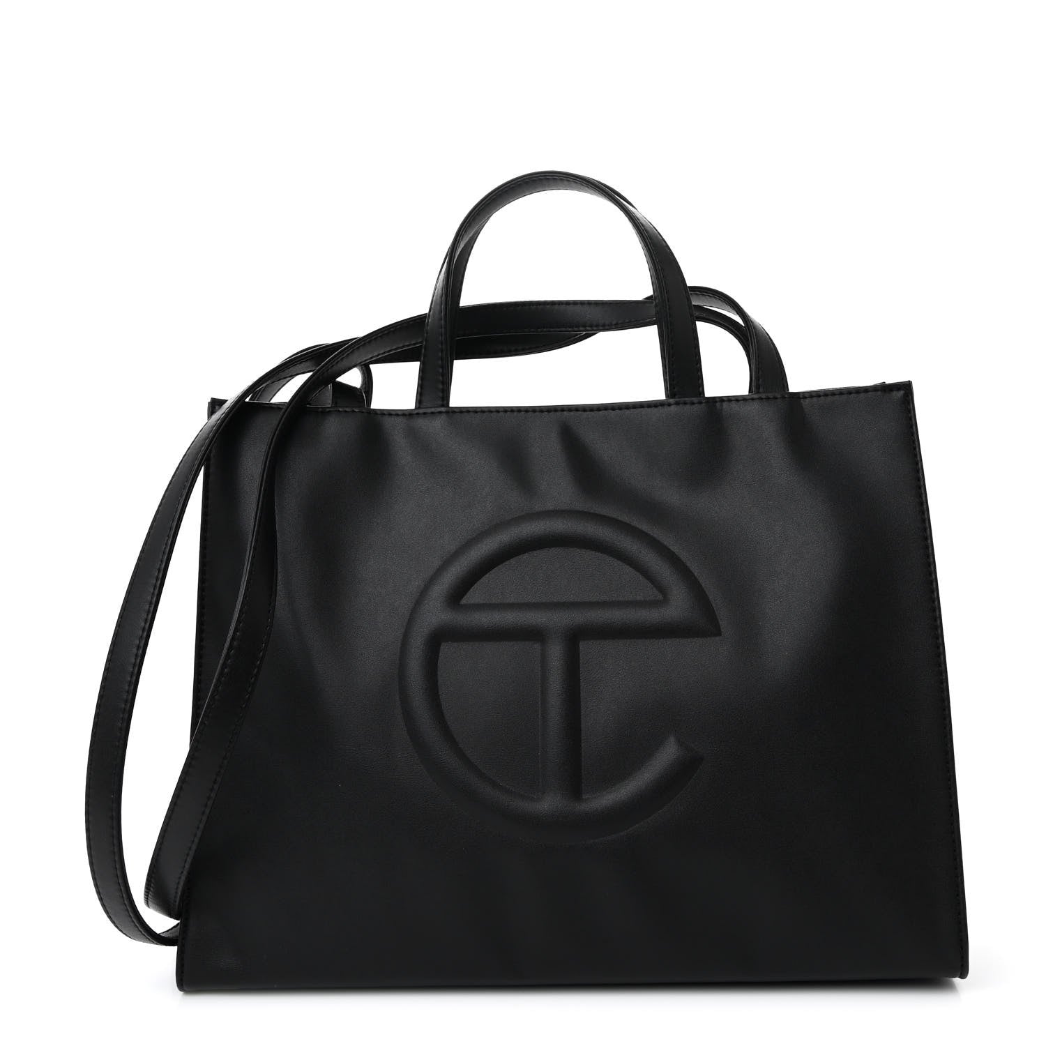 Telfar Vegan Leather Medium Shopping Bag Black 1617380 – FASHIONPHILE