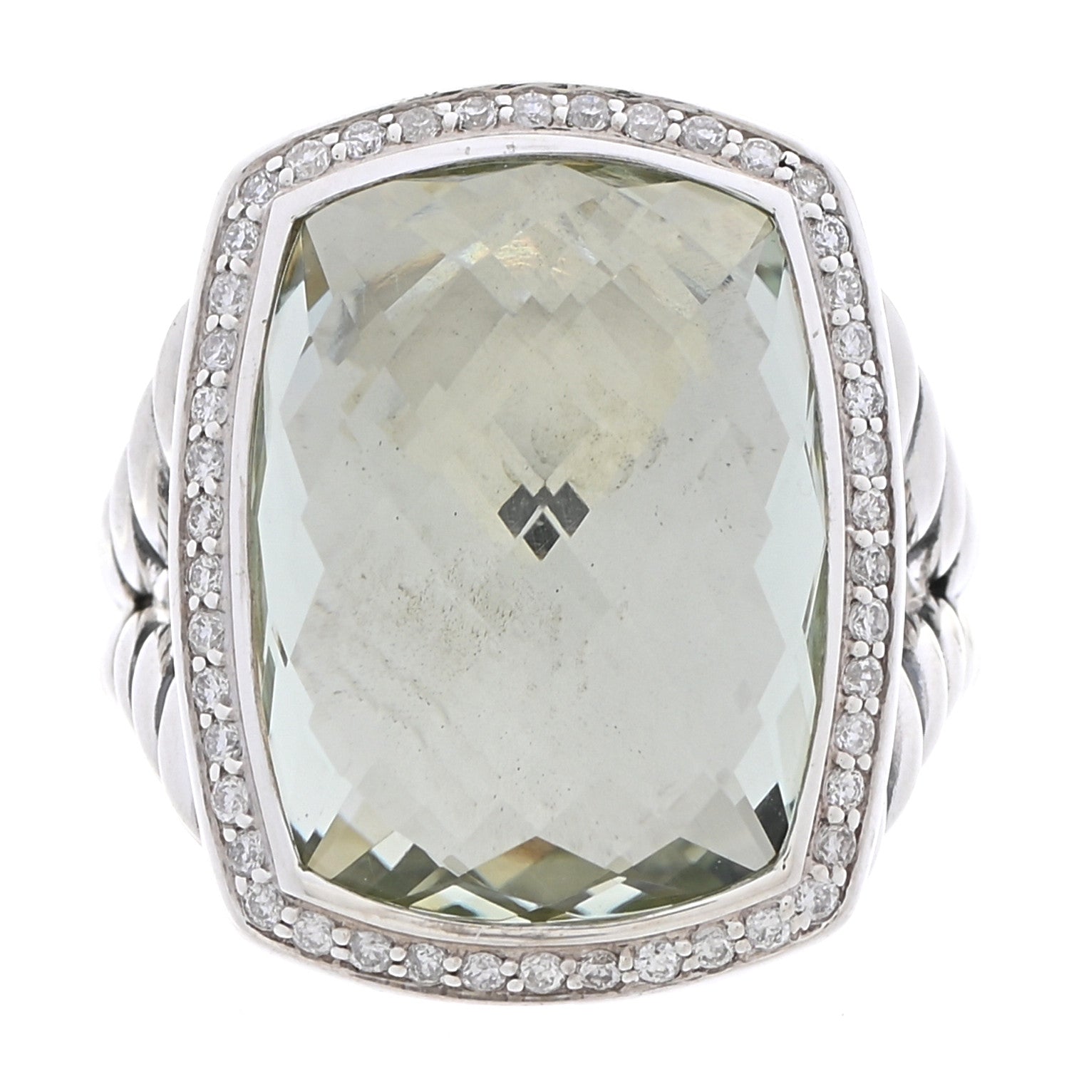 David Yurman Sterling Silver Diamond Prasiolite 20mm Ring 61 9.75 ...