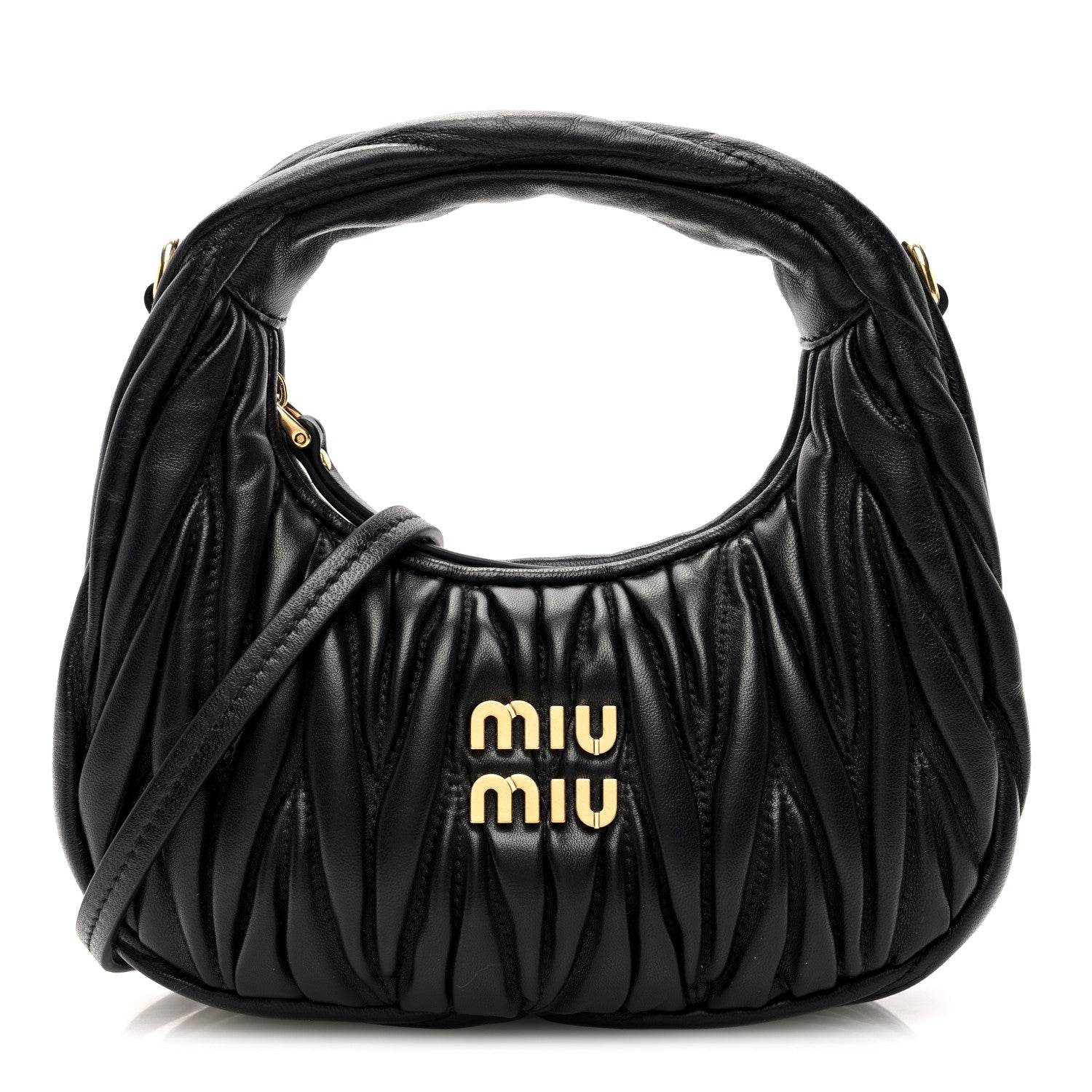 Miu Miu Nappa Matelasse Micro Wander Hobo Black 1651667 – FASHIONPHILE