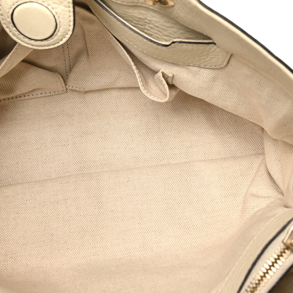 Gucci Pebbled Calfskin Medium Bamboo Shopper Tote Off White 1783522 ...