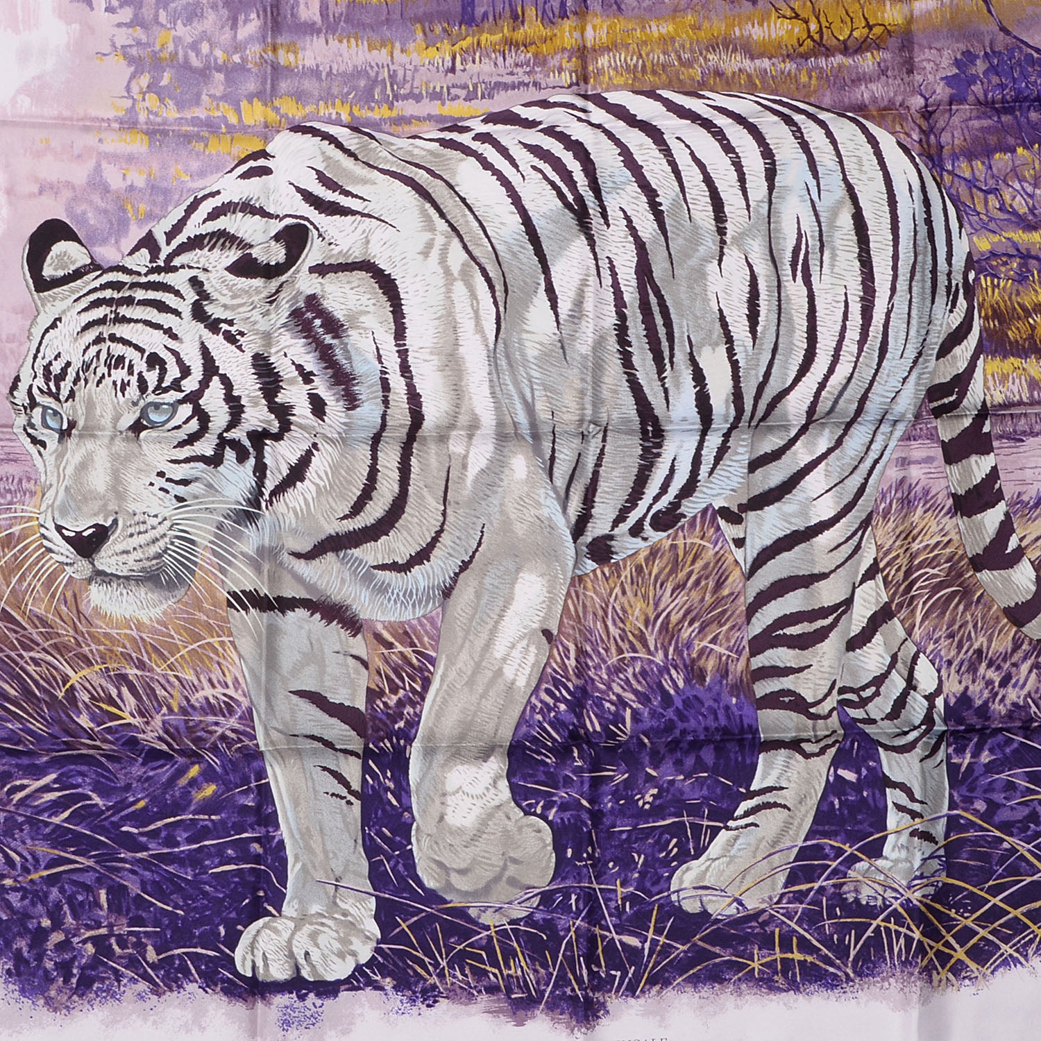 Hermes Silk Tigre du Bengale Scarf 90 Violet Gris Noir 87288 – FASHIONPHILE