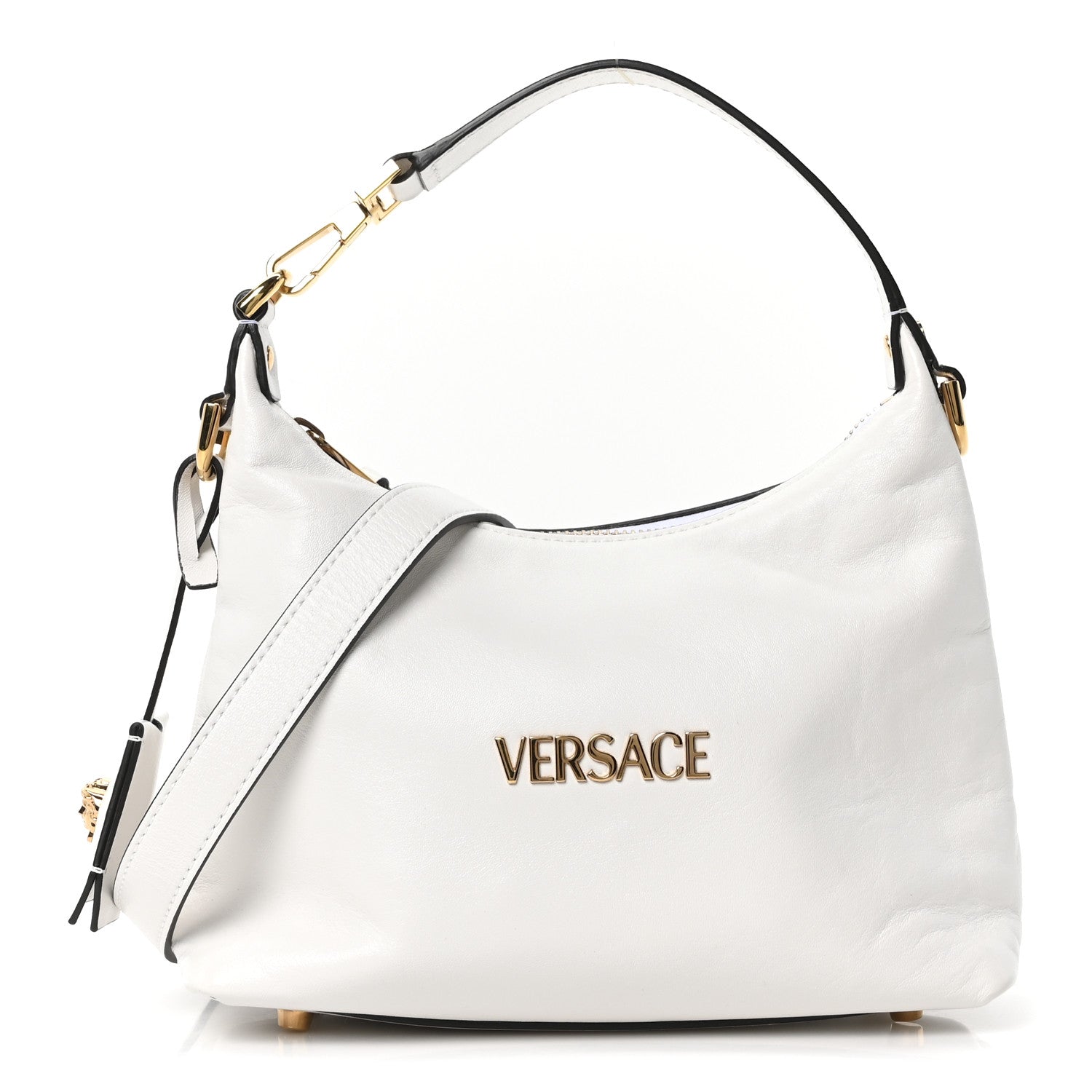 Versace Nappa Logo Tag Hobo White 1770638 – FASHIONPHILE