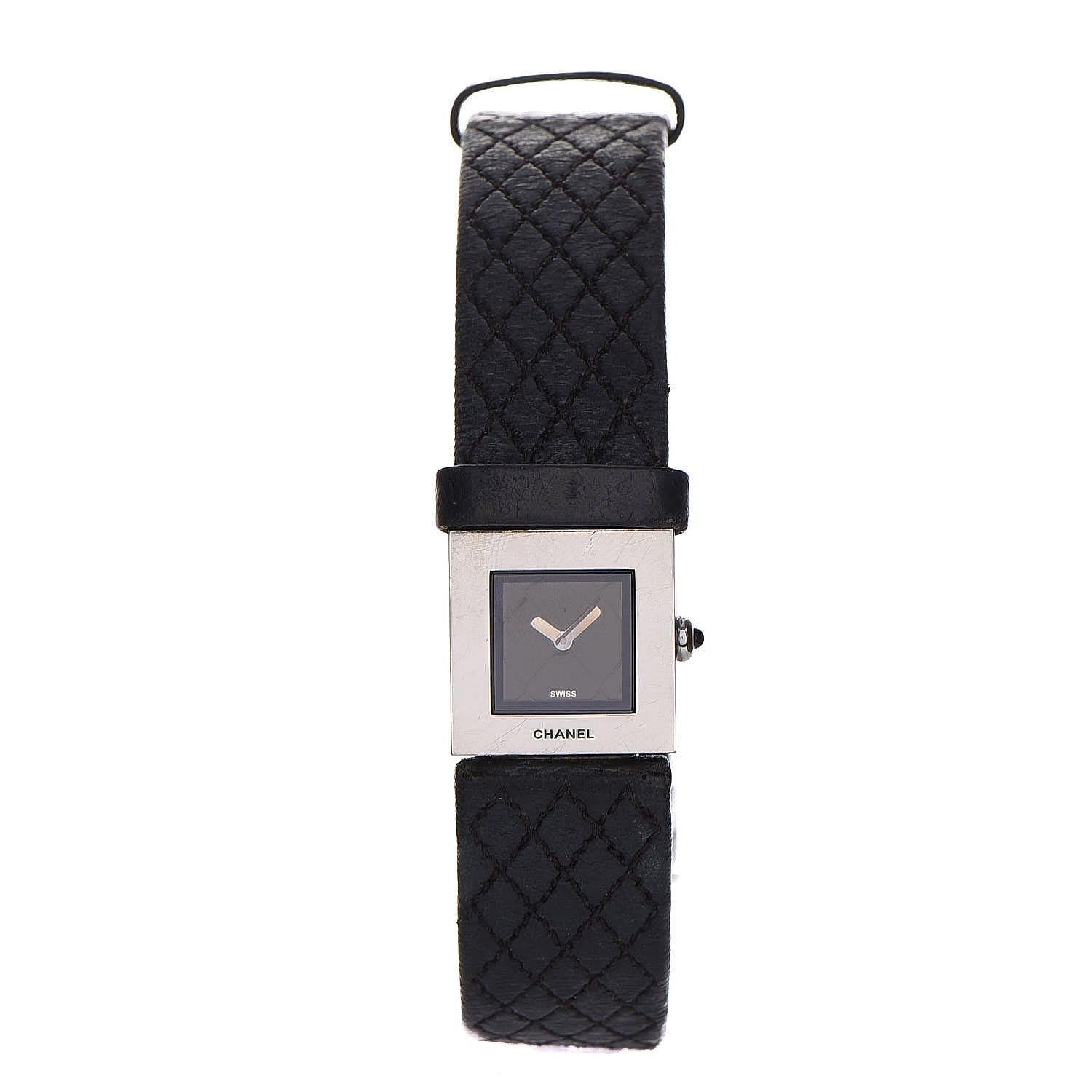 Chanel Stainless Steel Calfskin 19mm Quilted Matelasse Quartz Watch ...