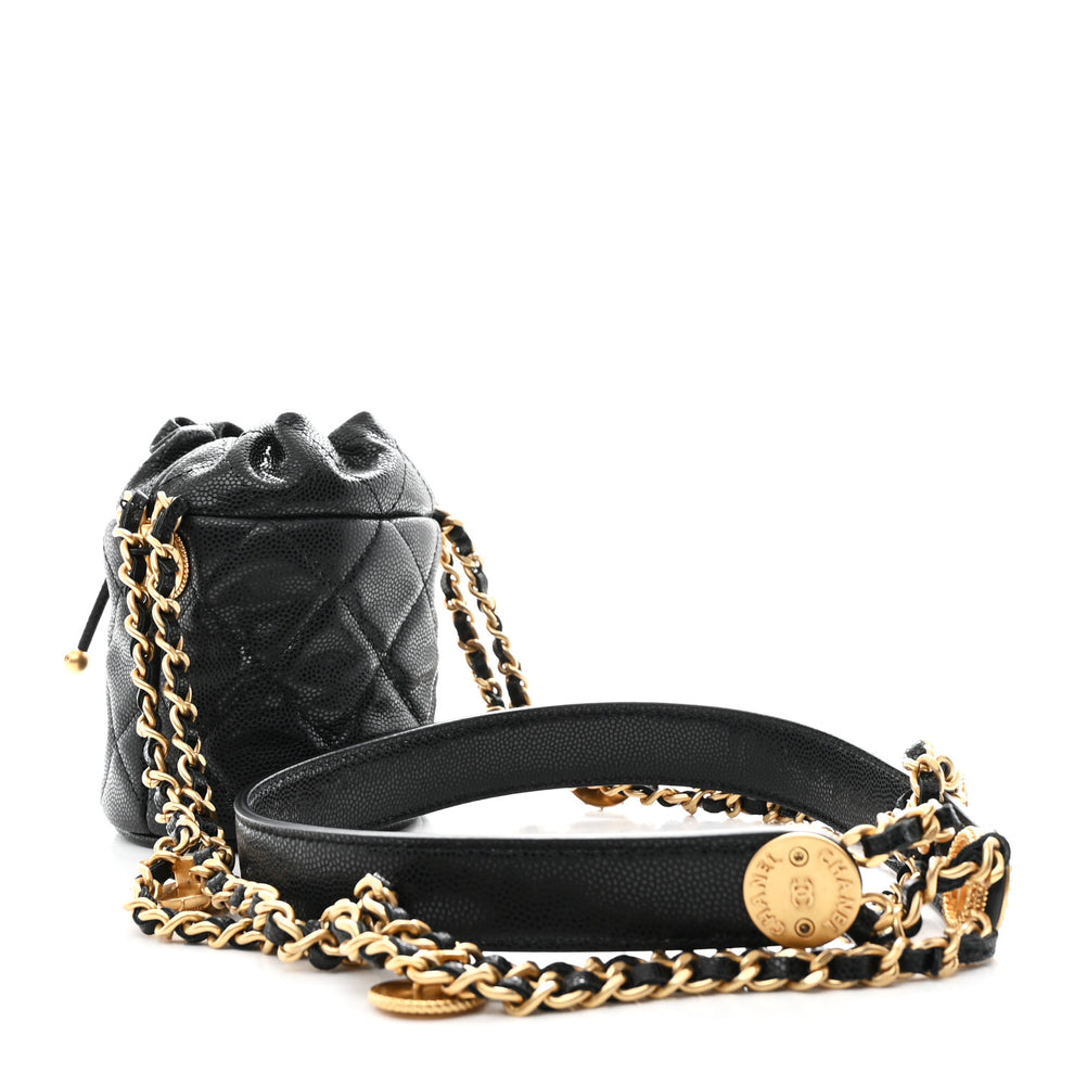 Chanel Caviar Quilted Twist Your Buttons Micro Bucket Bag Black 1797325 ...