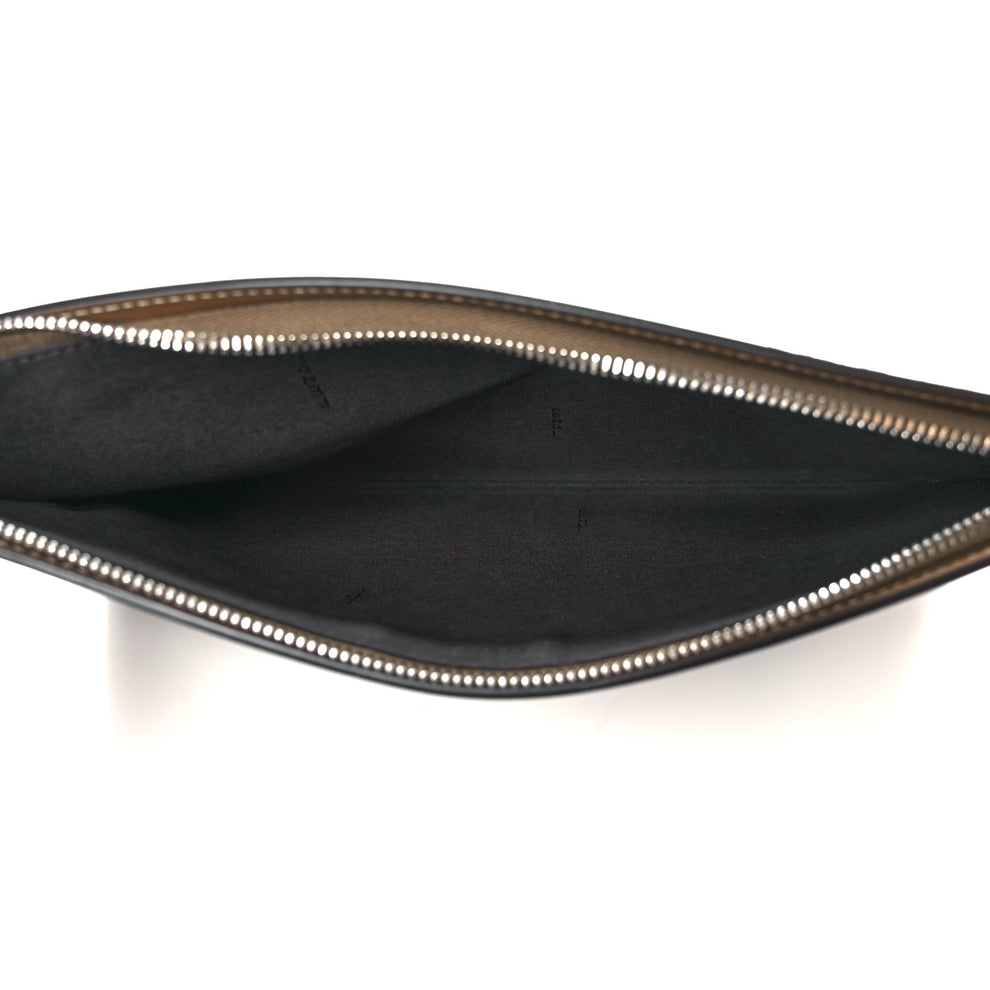 Fendi Vitello King Jacquard FF 1974 Medium Flat Pouch Tobacco Moro Sand ...