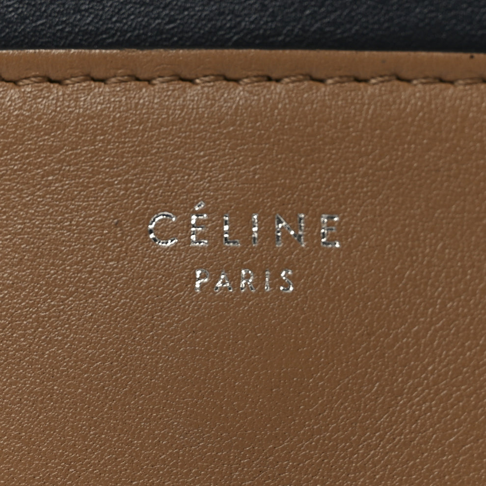 Celine Shiny Smooth Calfskin Medium Frame Shoulder Bag Tan Navy 1796629 ...