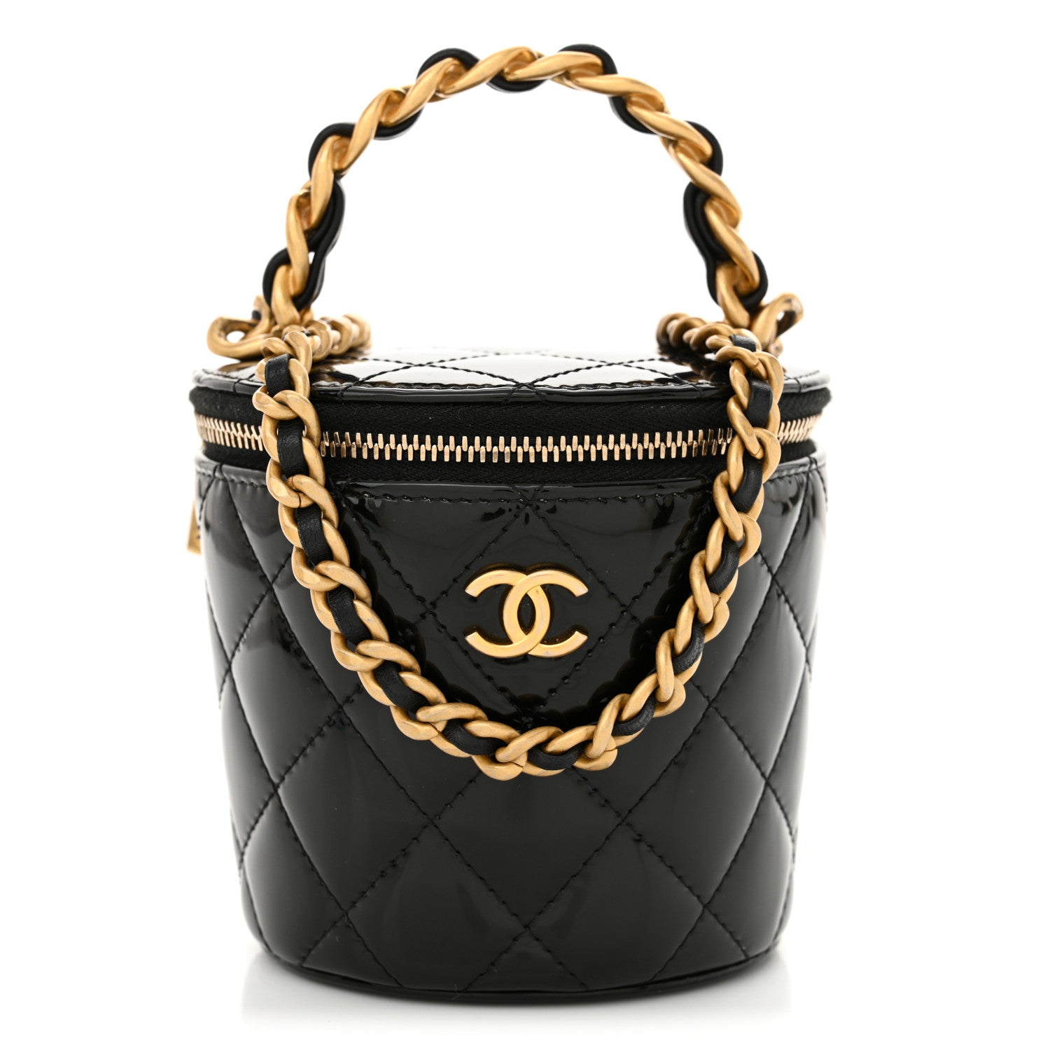 Chanel Patent Quilted Afternoon Tea Top Handle Vanity Case With Chain ...
