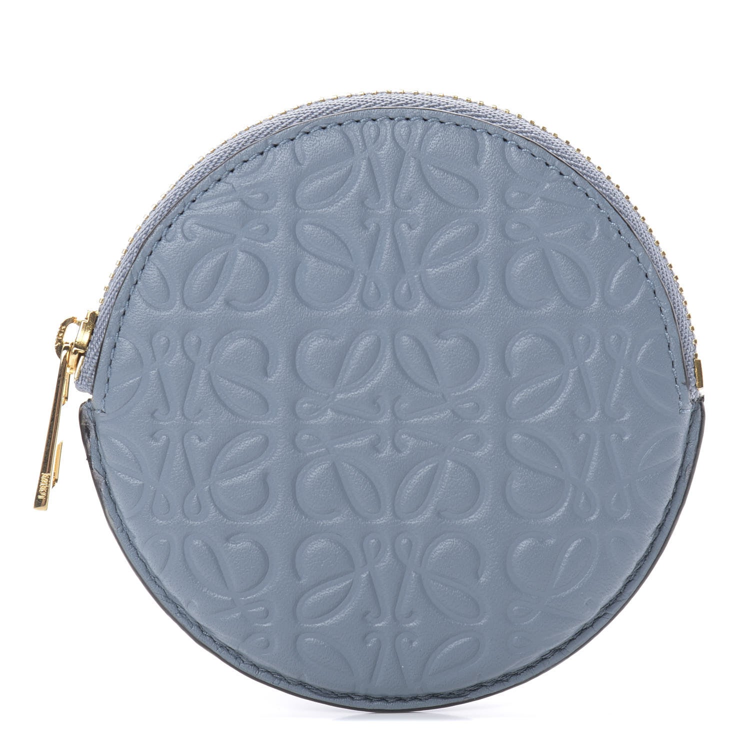Loewe Calfskin Embossed Anagram Cookie Zip Coin Purse Stone Blue 621409 ...