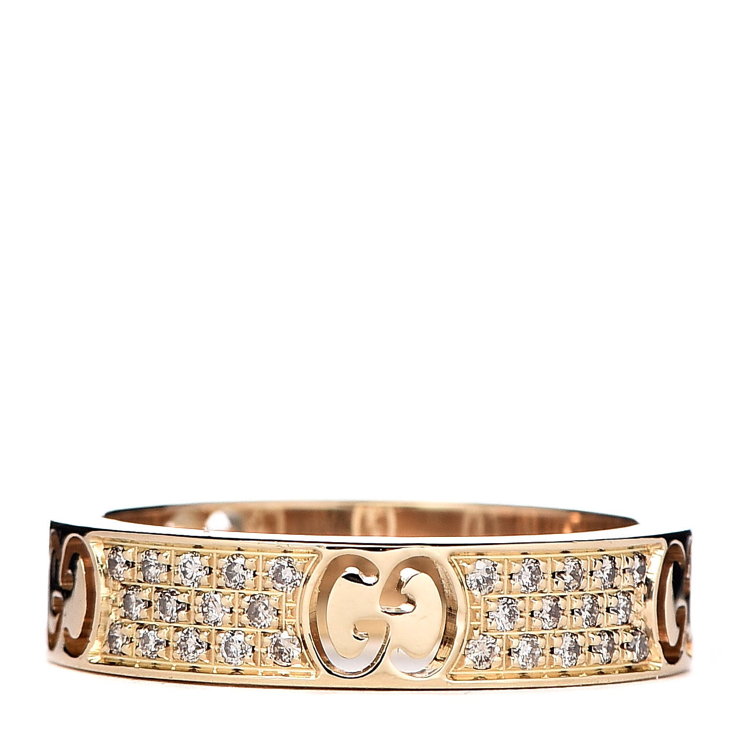 Gucci 18K Yellow Gold Diamond Icon Stardust Thin Band Ring 47 4.25 ...