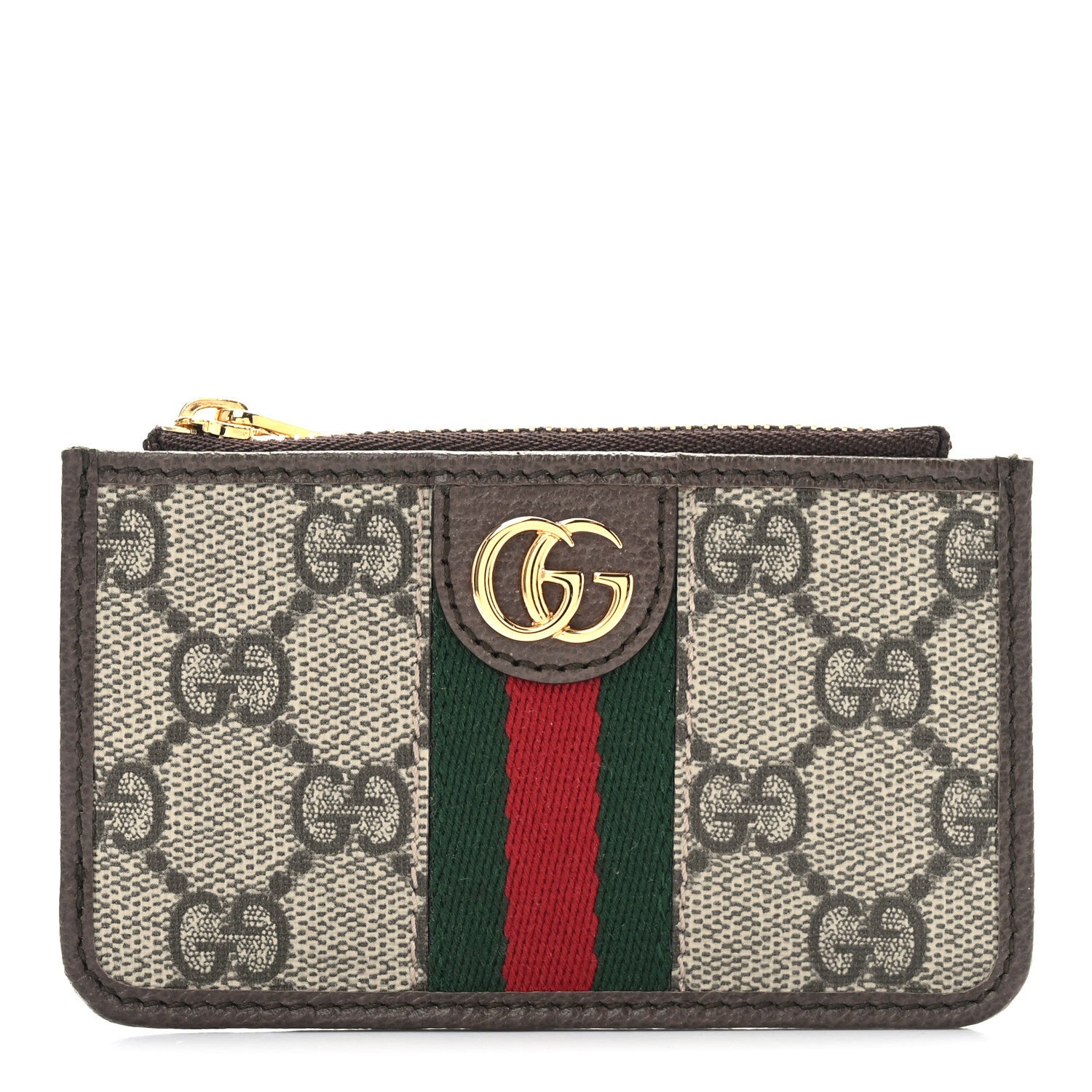 Gucci GG Supreme Monogram Web Ophidia Zip Card Case Brown 1703107 ...