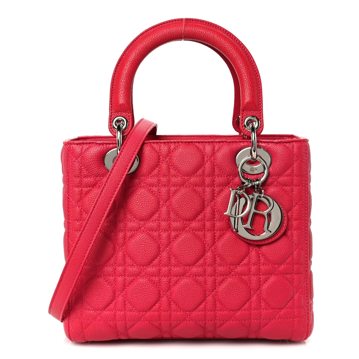 Christian Dior Grained Calfskin Cannage Medium Lady Dior Pink 1821185 ...