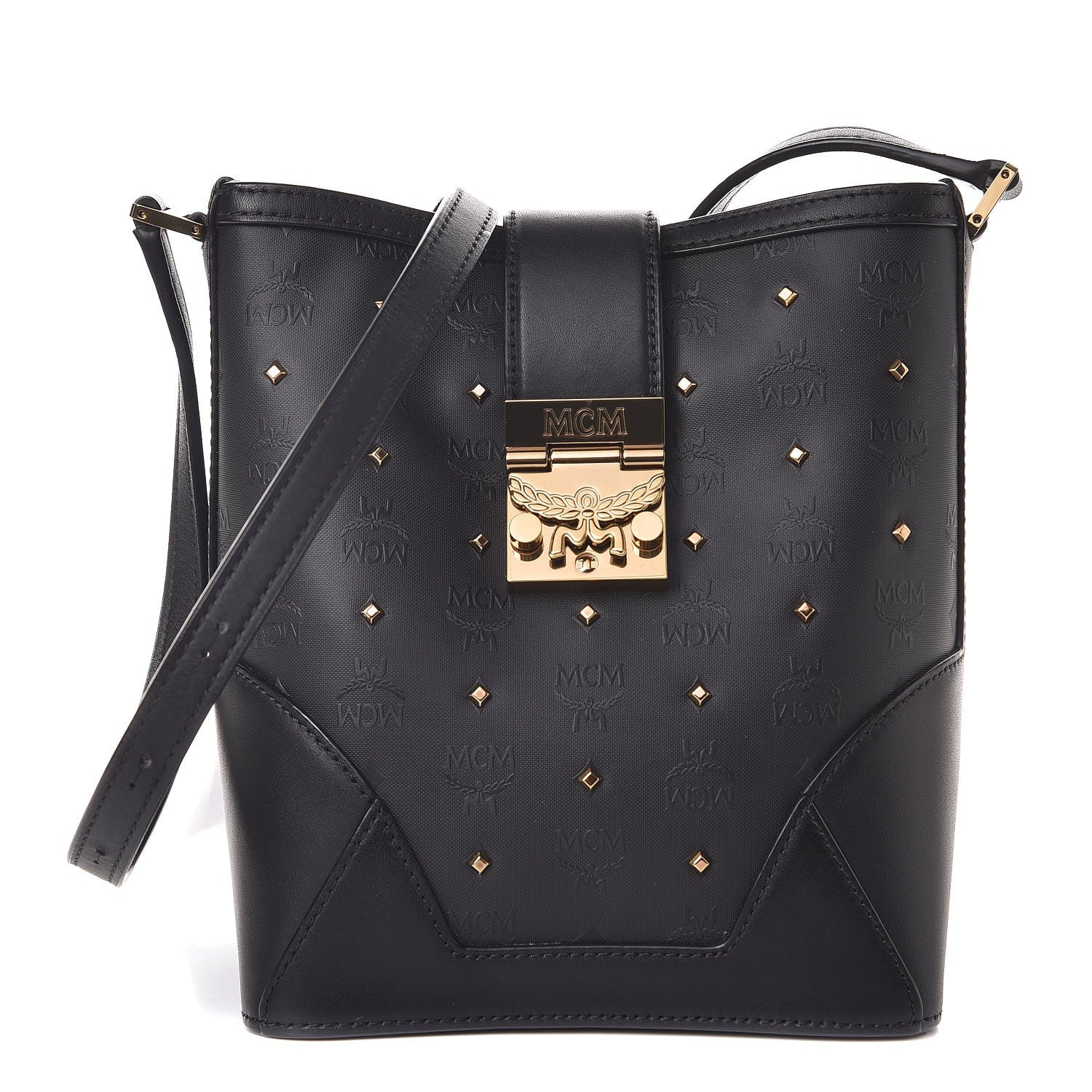 MCM Coated Canvas Mini Claudia Studs Crossbody Bag Black 311829 ...