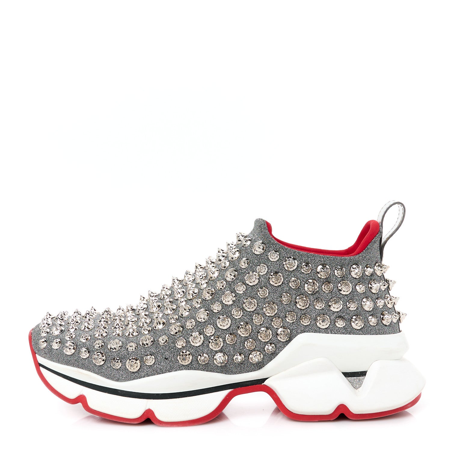 Christian Louboutin Neo Lame Spike Sock Donna Flat Sneakers 36 Snow ...