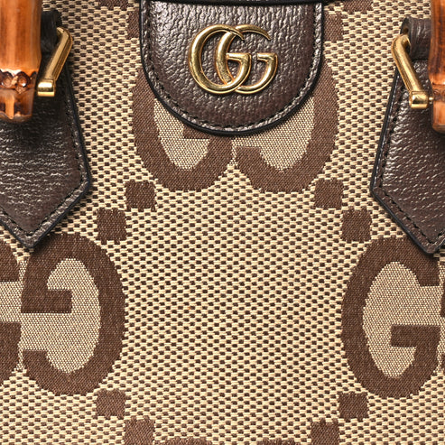 Gucci Monogram Jumbo GG Textured Dollar Calfskin Small Diana Tote Bag ...